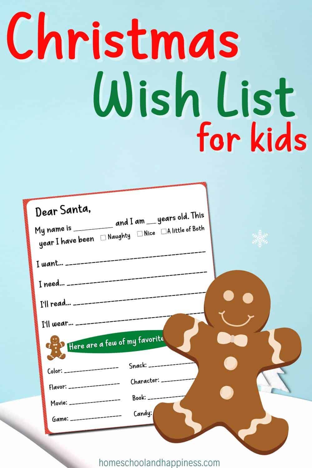 Fun Printable Christmas Wish List for Kids