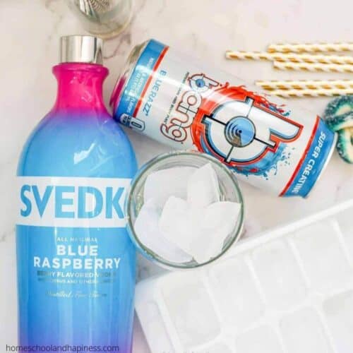 4 Ingredient Blue Razz Bang Cocktail with Vodka