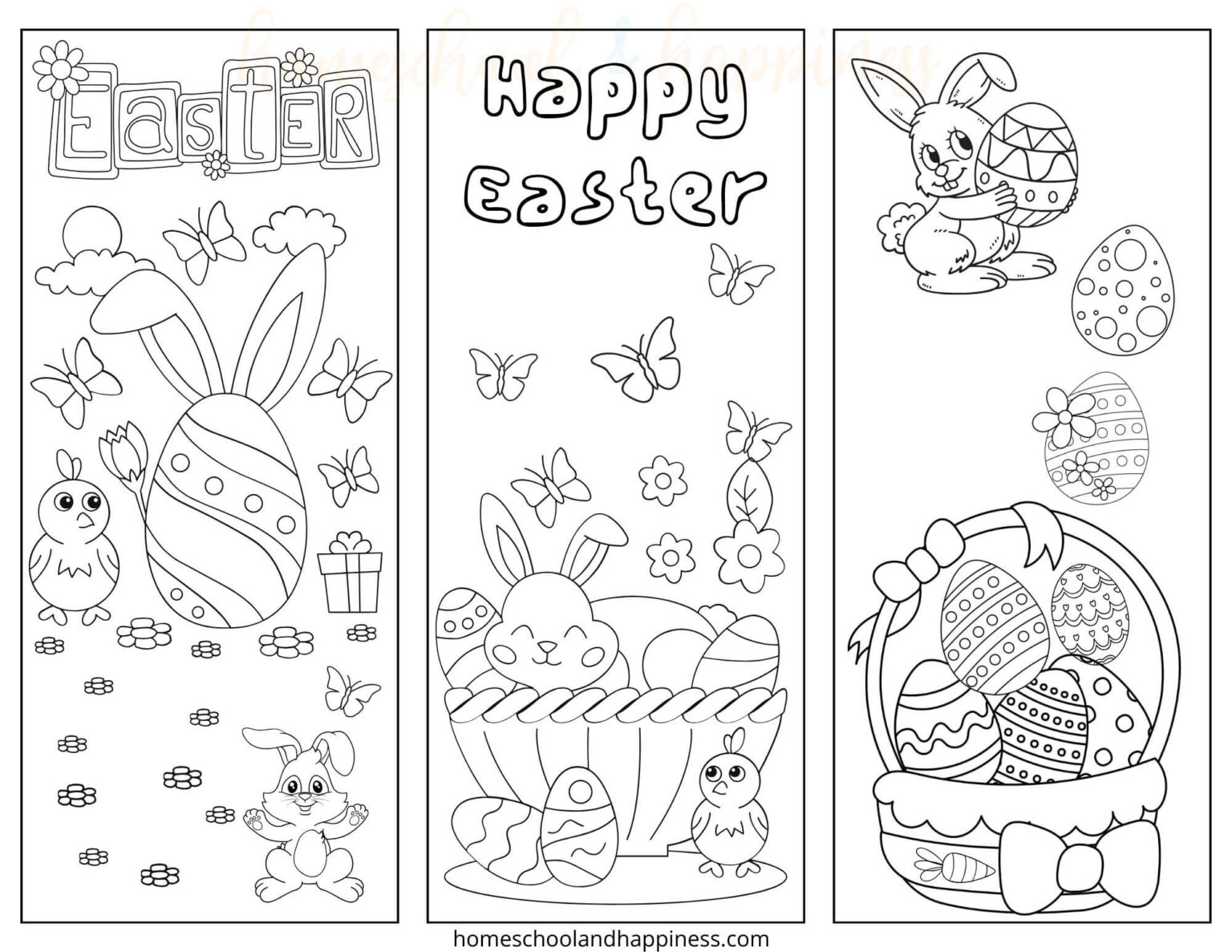3 Free Printable Easter Coloring Bookmarks for Kids