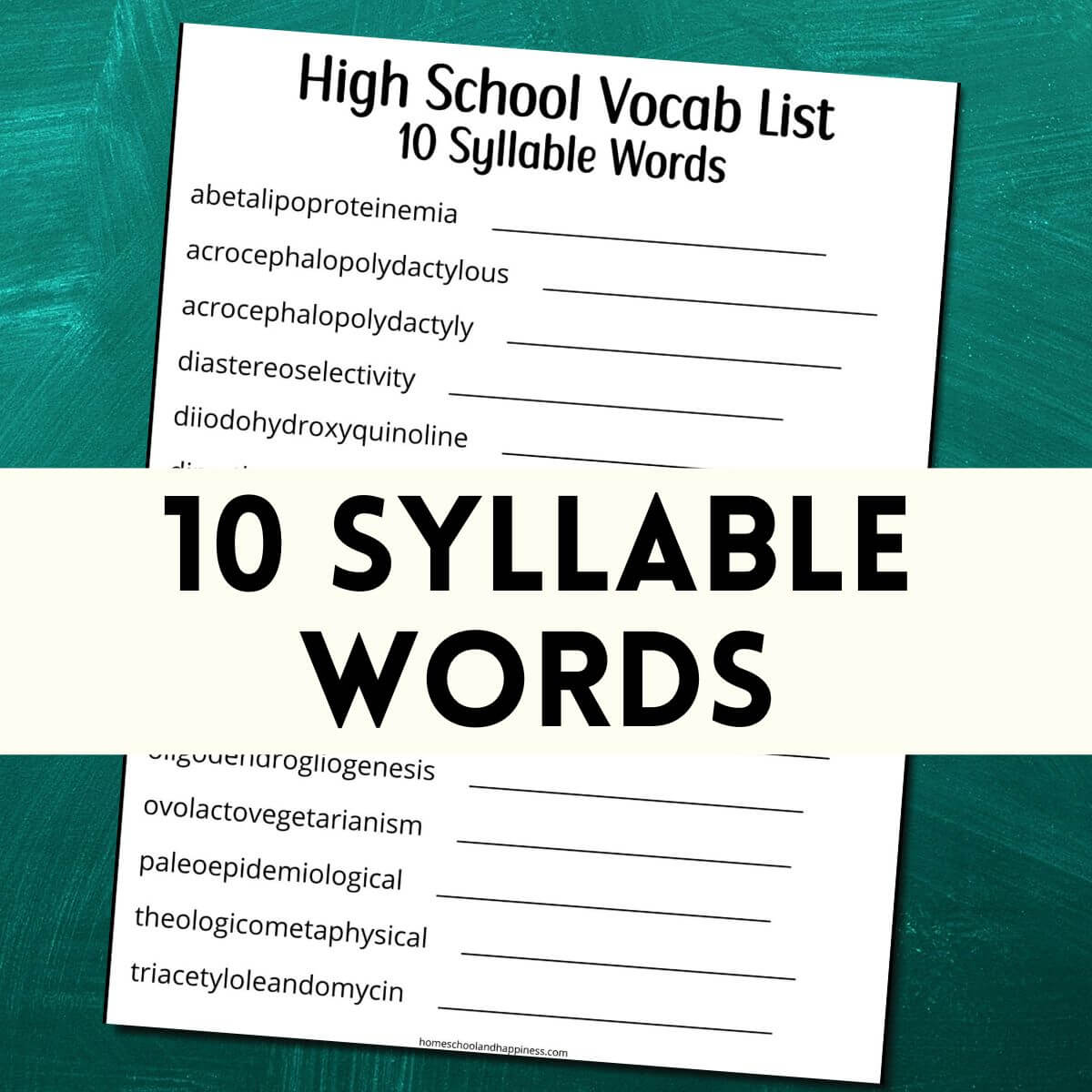 List of 10 Syllable Words for High School Students