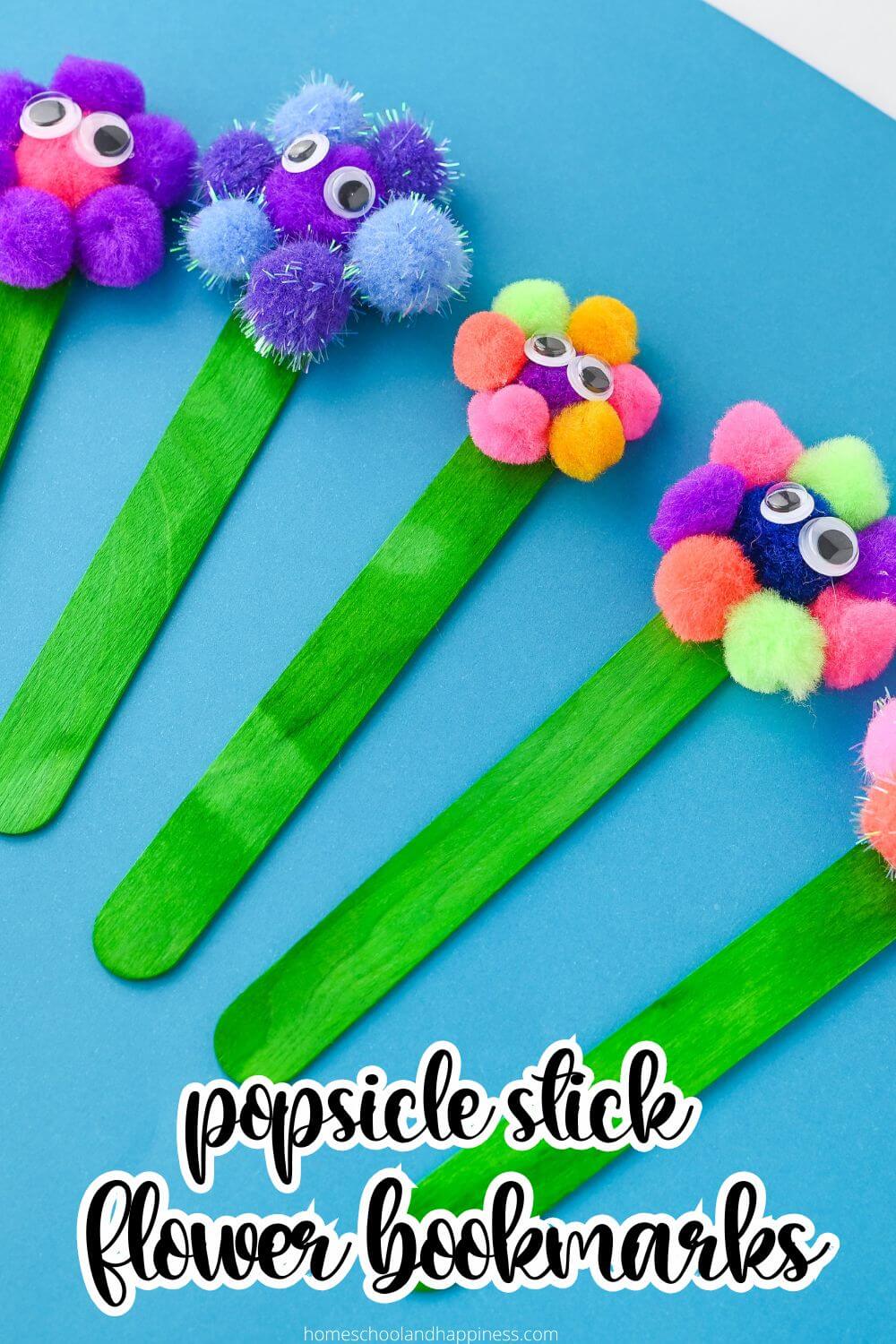 Easy Flower Bookmark Craft with Popsicle Sticks