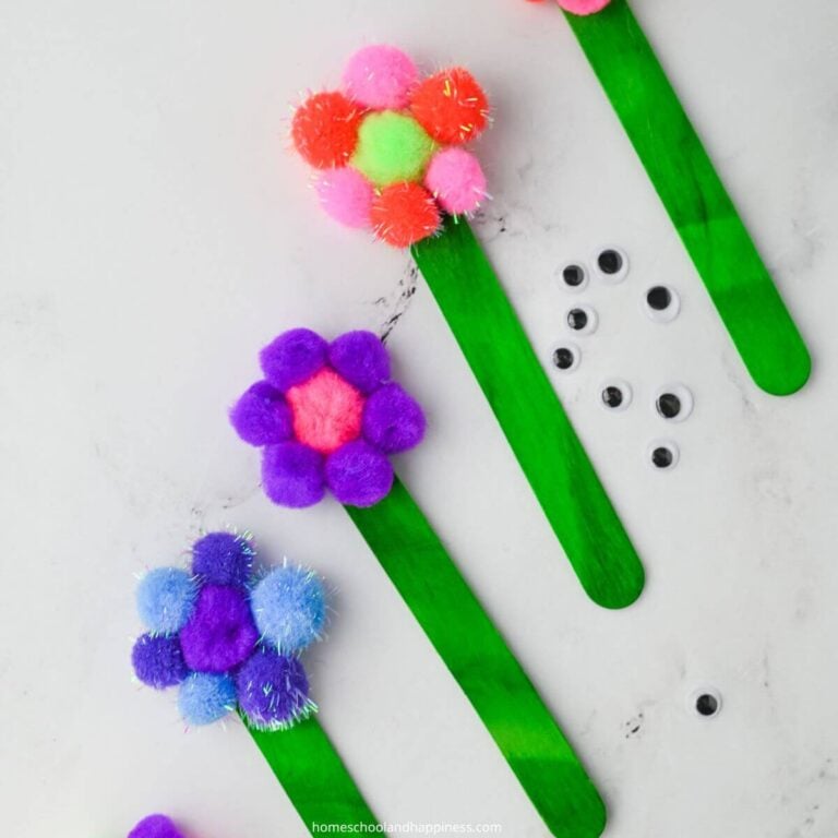 Easy Flower Bookmark Craft with Popsicle Sticks