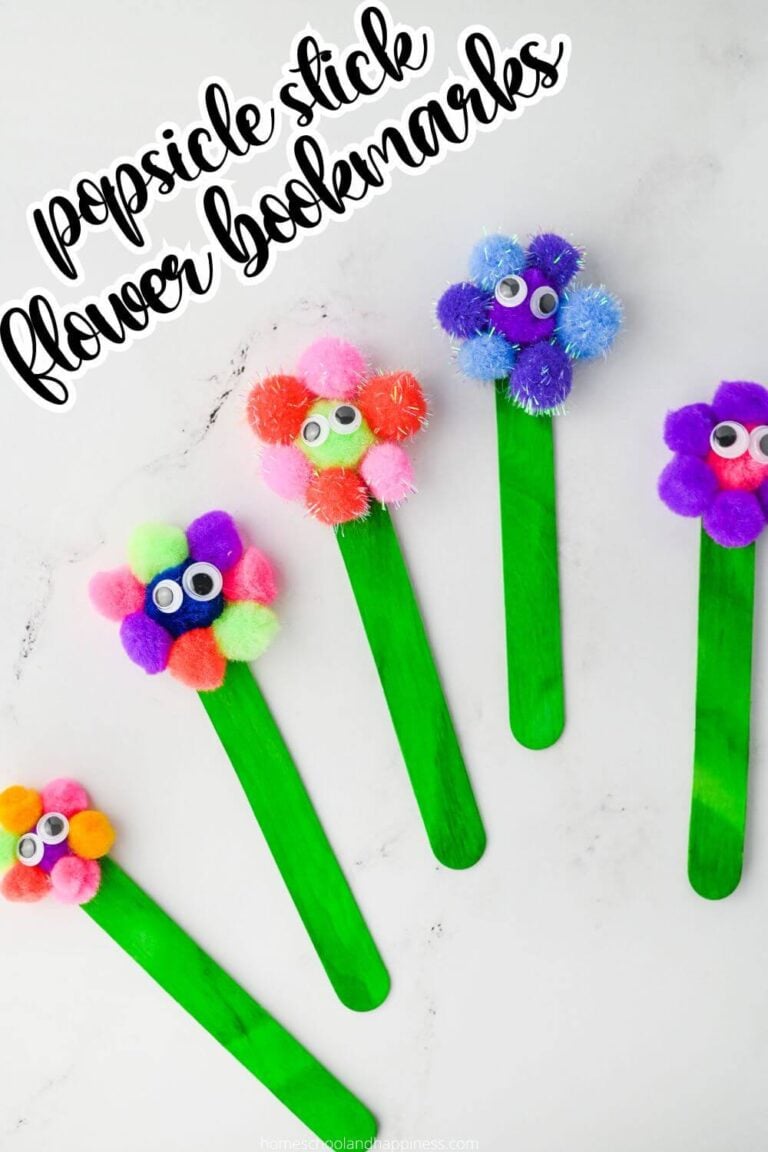 Easy Flower Bookmark Craft with Popsicle Sticks