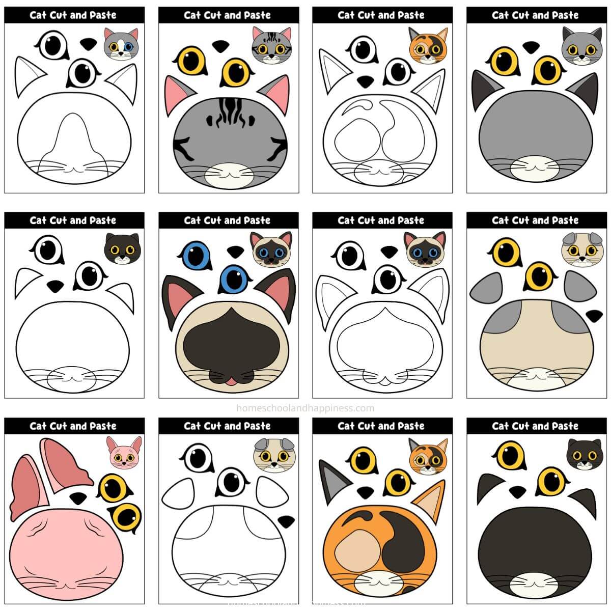 Cat Cut and Paste Activity Printable