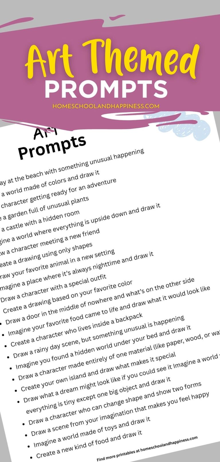 50 Creative Art Prompts for Kids (Printable Freebie)